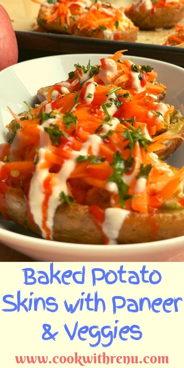 Baked Potato Skins with Paneer & Veggies - Cook With Renu