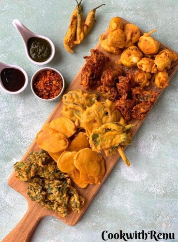 Tea Time Pakora Platter (6 different Pakora Recipes) - Cook With Renu