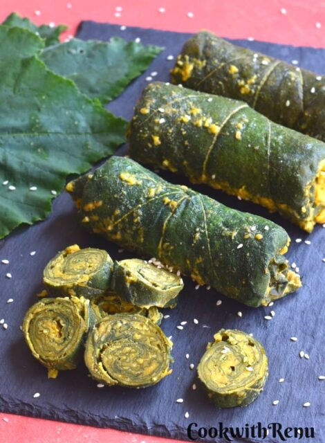 Squash Leaves Patra / Butternut Squash-Pumpkin Patra / Stuffed Squash ...