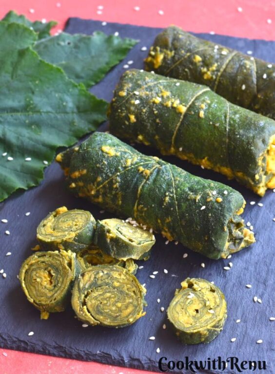 Squash Leaves Patra / Butternut Squash-Pumpkin Patra / Stuffed Squash ...