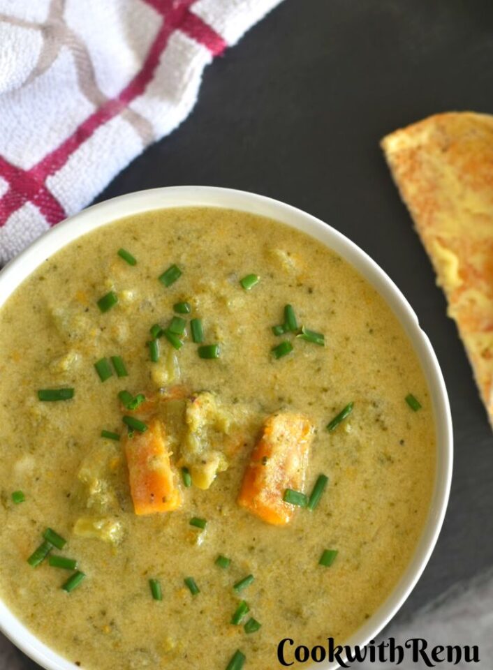 Easy Vegetarian Broccoli Chowder - Cook With Renu