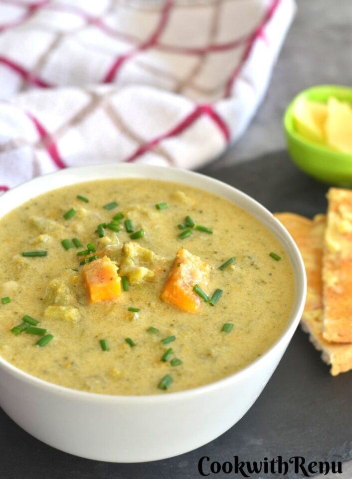 Easy Vegetarian Broccoli Chowder - Cook With Renu