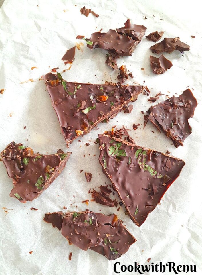 Fresh Mint Chocolate Lemon Bark - Cook With Renu