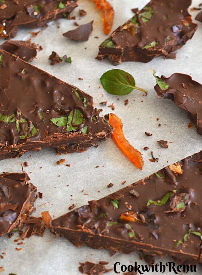 Fresh Mint Chocolate Lemon Bark - Cook With Renu