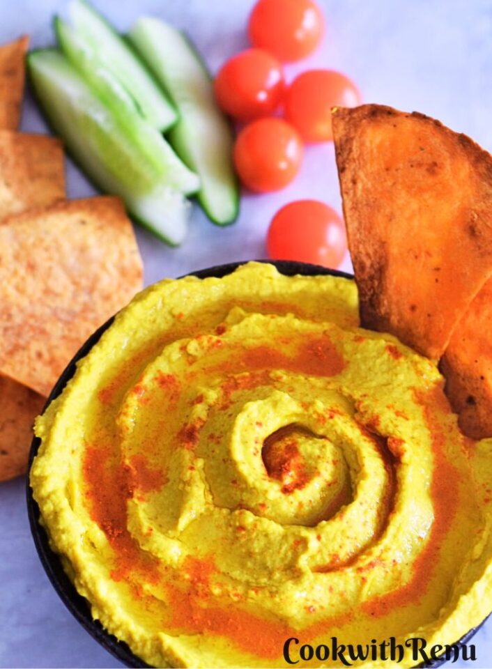 Easy Golden Turmeric Hummus - Cook With Renu