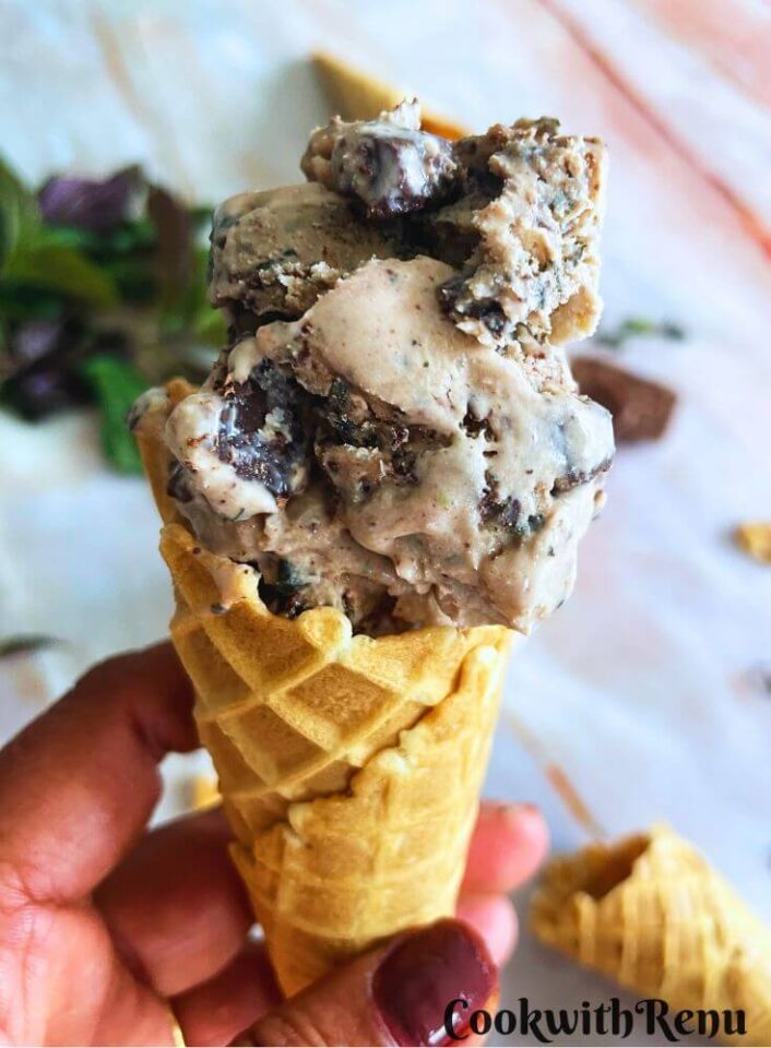 Fresh Mint Chocolate Chunk Ice Cream - Cook With Renu