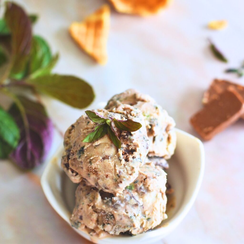 Fresh Mint Chocolate Chunk Ice Cream - Cook With Renu